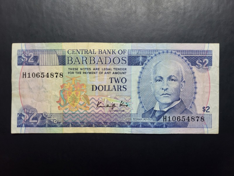 BARBADOS, 2 Dolara, 1986, F