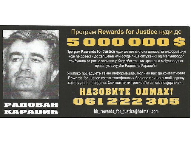 Program Rewards for Justice RADOVAN KARADZIC