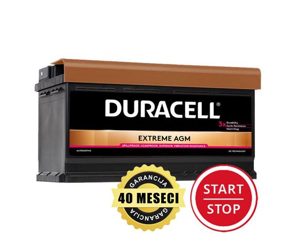 Akumulator Duracell 12V 92Ah 850A D+ AGM Extreme DE92