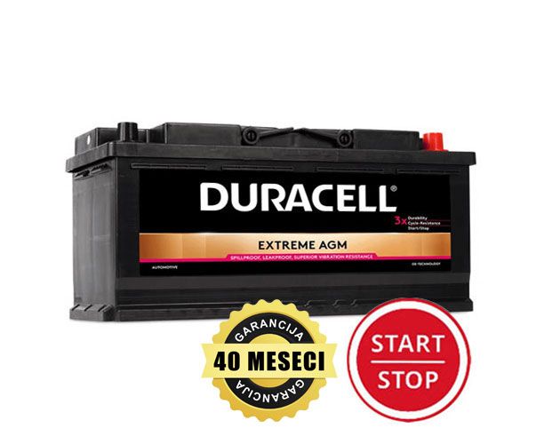 Akumulator Duracell 12V 105Ah 950A D+ AGM Extreme DE105