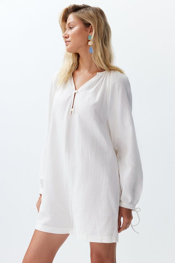 TRENDYOL WHITE WOVEN MUSLIN 100% COTTON JUMPSUIT
