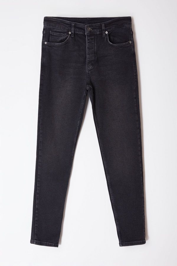 TRENDYOL MEN'S BLACK SKINNY FIT SHORT LENGTH DENIM JEANS TROUSERS JEANS