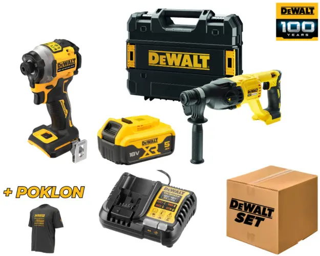 DeWALT 100 years DWSET4, set dva aku alata DCH133NT + DCF850N, 1x 5.0Ah, 18V + poklon majica