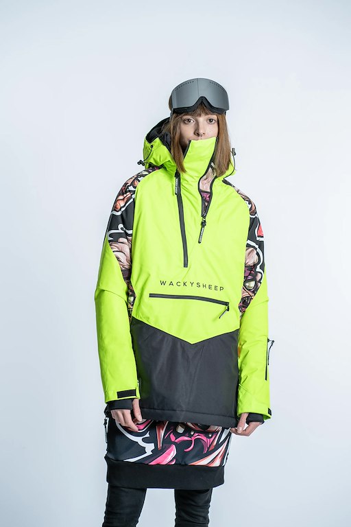 W's Pullover Neon Black Ski Jacket