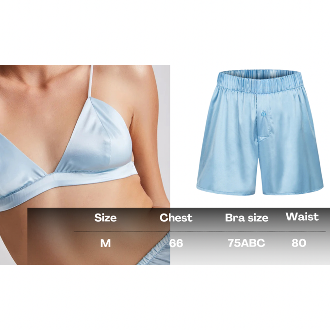 Baby Blue Bralette + Boxer Shorts set M