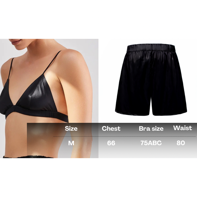 Black Bralette + Boxer Shorts set M