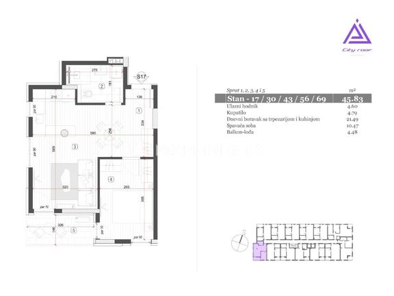 Novogradnja- Nova Pazova - Dvosoban stan na prodaju - 45.83 m2