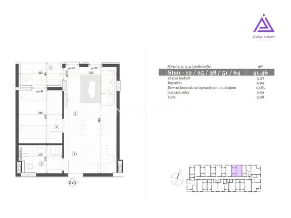 Novogradnja- Nova Pazova - Dvosoban stan na prodaju - 41.46 m2