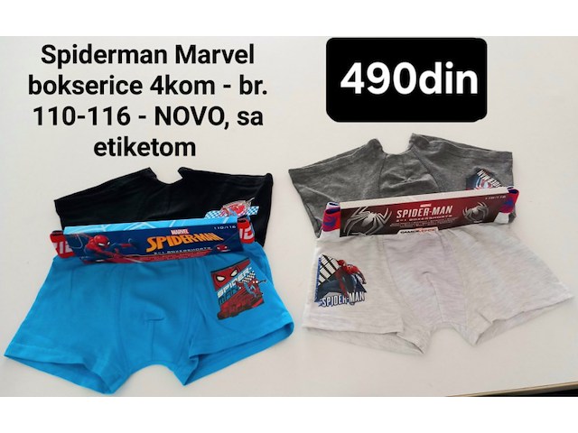 Spiderman bokserice za dečake 4kom br. 110-116 - NOVO