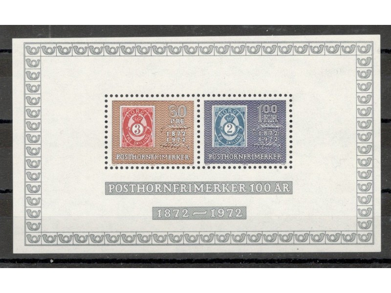 NORVESKA-MNH BLOK-100 GOD. POSTHORN MARAKA-1972