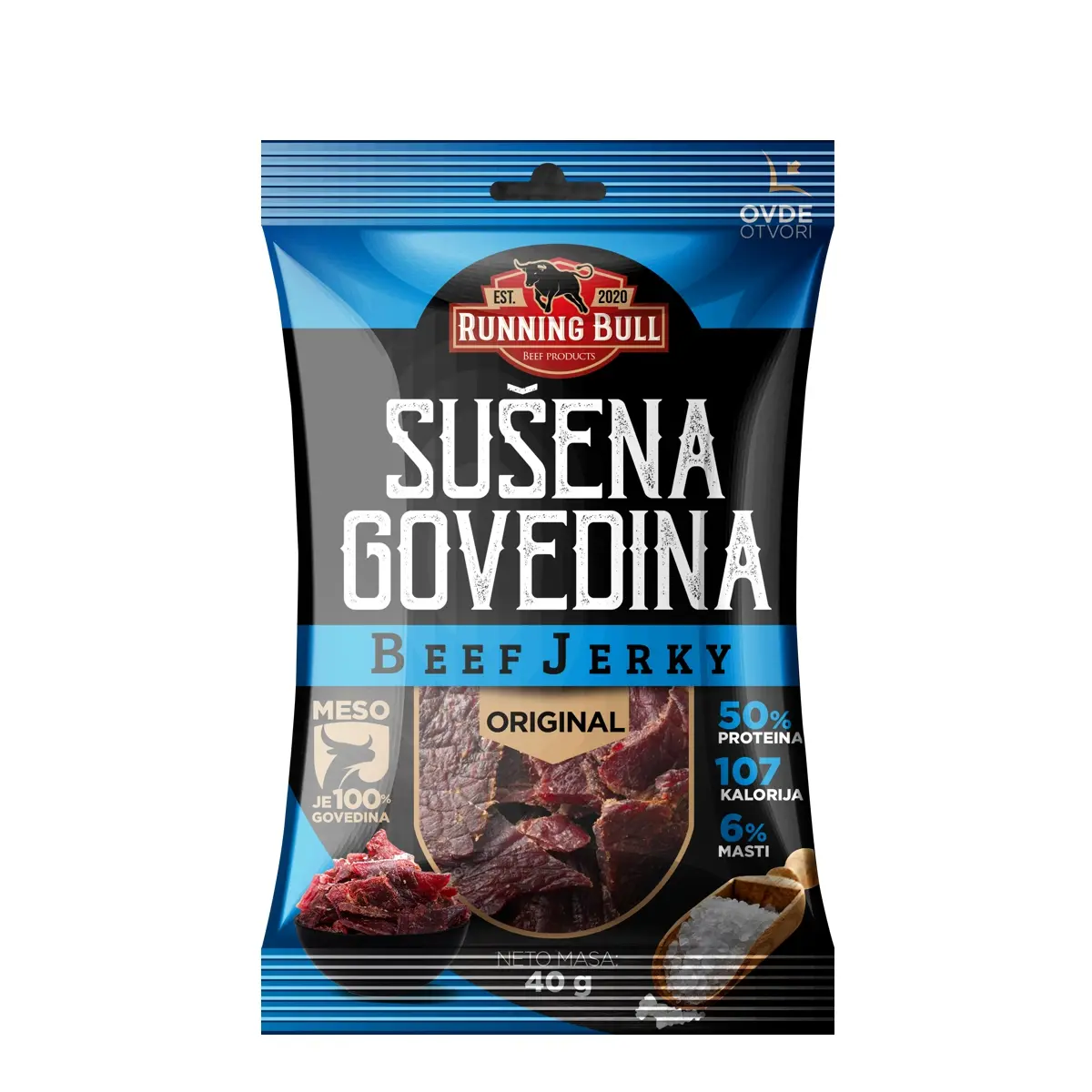 Running Bull Beef Jerky sušena govedina Original 40g