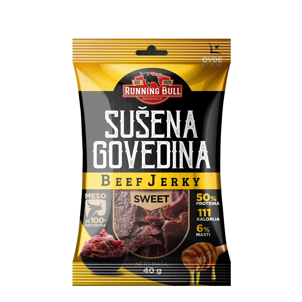 Running Bull Beef Jerky sušena govedina Sweet 40g