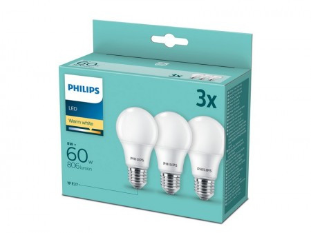 Philips PS727 LED 8W (60W) A60 E27 WW FR ND 3PF/6 DISC