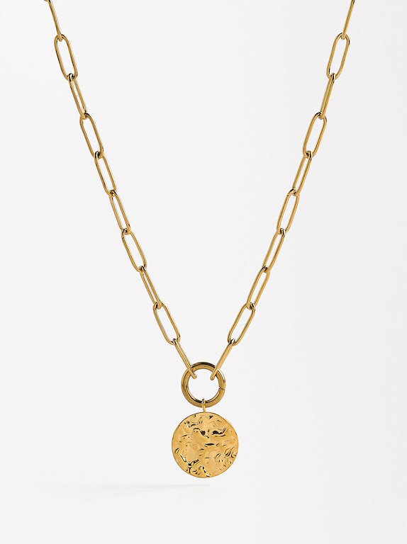 CHAIN NECKLACE WITH MEDALLION - STAINLESS STEEL