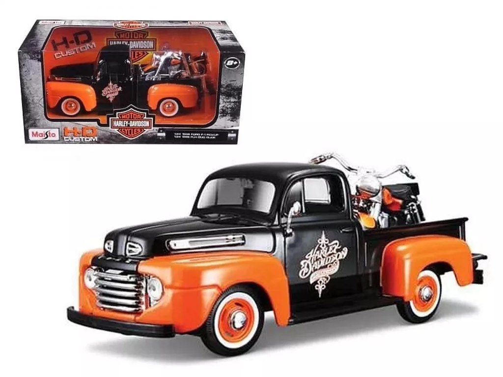 MAISTO AUTO 1:24 1948 FORD F-1 PICKUP + 1:24 1958 FLH DUO GLIDE