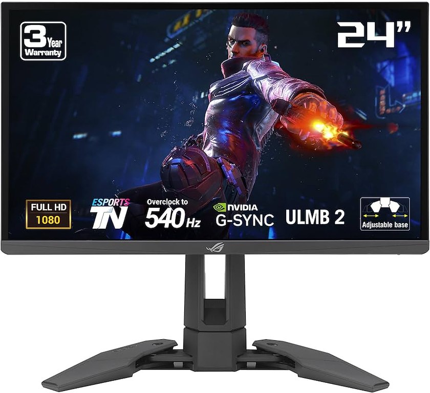 Monitor ASUS ROG PG248QP 24.1"/TN/1920x1080/540Hz/0,2ms GtG/HDMI,DP,USB/Gsync/Pivot,visina/VESA/crna