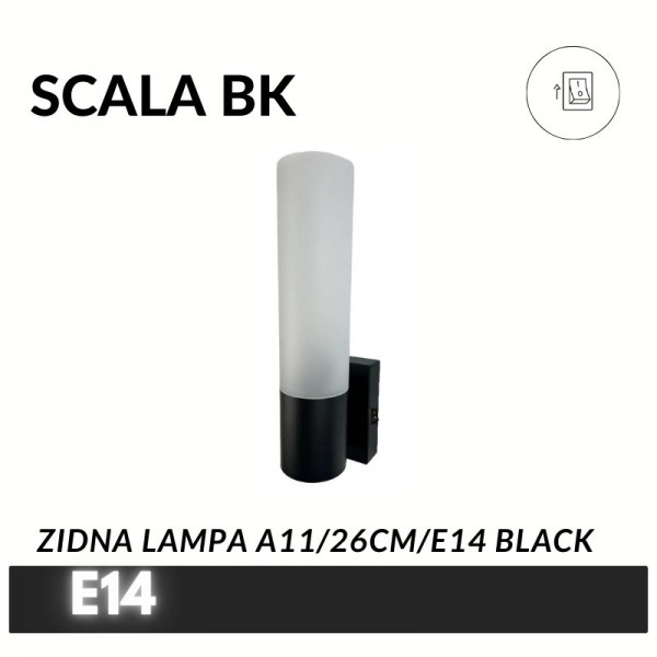 Zidna lampa 1xE14 SCALA crna sa prekidačem