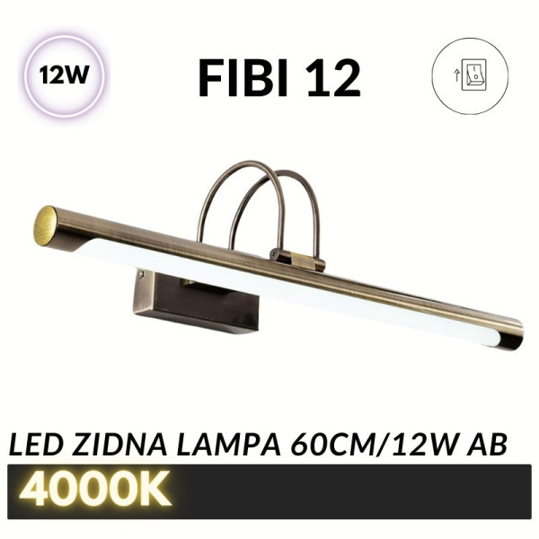 LED lampa za slike i ogledala 12W 4000K FIBI-12 sa prekidačem mesing