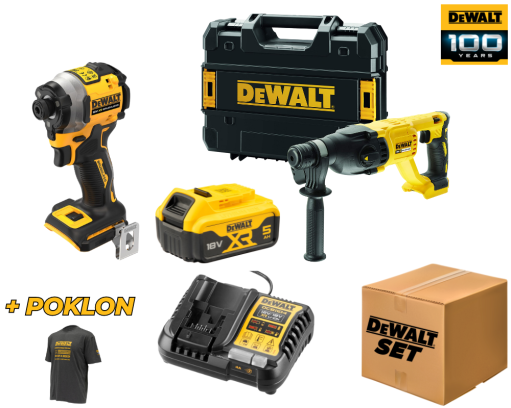 DeWALT 100 years DWSET4, set dva aku alata DCH133NT + DCF850N, 1x 5.0Ah, 18V + poklon majica