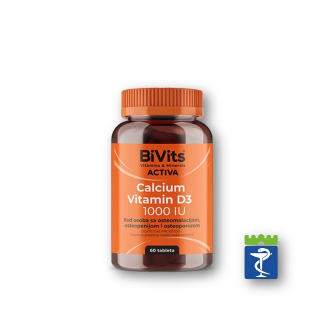 BIVITS ACTIVA CALCIJUM VITAMIN D3 1000IU TABLETE A60