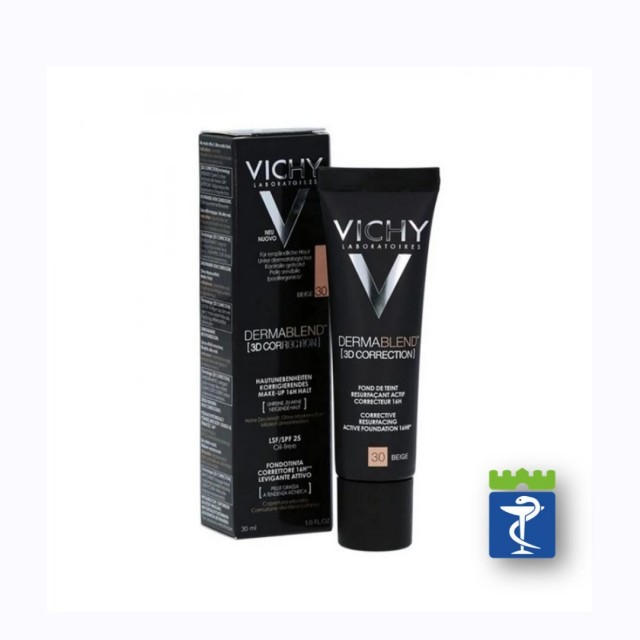 VICHY DERMABLEND 3D KOREKTIVNI TEČNI PUDER, NIJANSE 30 BEIGE, 30ML 2590