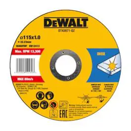 DeWalt DT43971 Rezni disk za inox 115x22.23x1mm, 10 komada