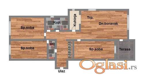 CENA SA PDV-om! - Troiposoban 79m2 - B. P. Pavla