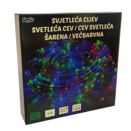 LED, svetlosna cev, 6 m, raznobojno svetlo