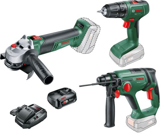 Akumulatorski set Bosch UniversalGrind 18V-75 + UniversalHammer 18V + EasyDrill 18V-40; 1x2,5 Ah (06039S6S03)