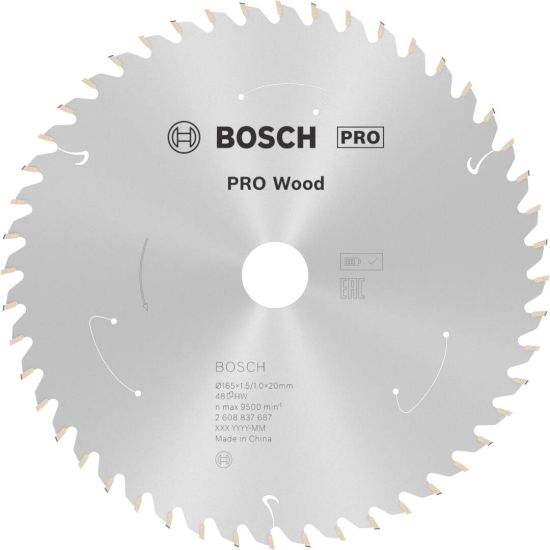 Bosch PRO Wood list za akumulatorsku kružnu testeru 165x1.5x20 mm 48z ATB max 9.500 o/min (2608837687)