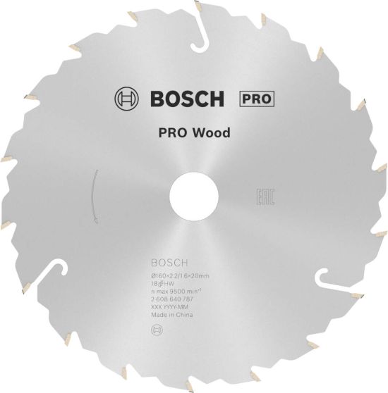 Bosch PRO Wood list kružne testere 160x2.2x20 mm 18z ATB/FT max 9.500 o/min (2608640787)