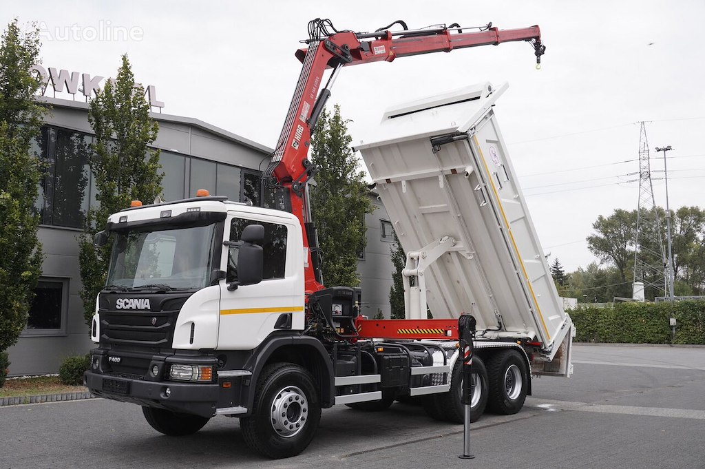 Scania P400 6×4 tipper / Crane HIAB 166 ES-3 HIDUO / Bortmatic kiper