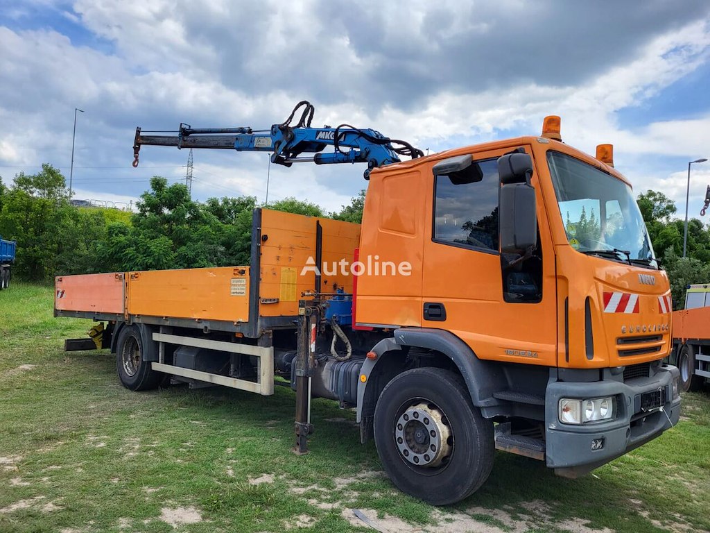 IVECO Eurocargo 180 E 24 MKG HLK 116 Crane kamion s ravnom platformom