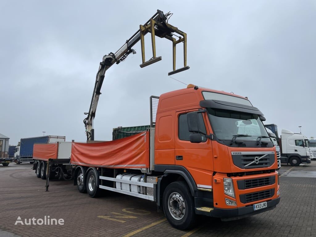 Volvo FM 450 EURO 5, 6X2 DRAWBAR OUTFIT BRICK/CRANE – 2013 – KX13 LMO kamion s ravnom platformom