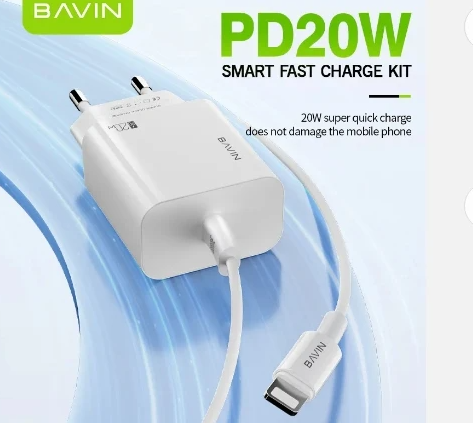 Punjač Bavin 20W Tip C + kabal Lightning (White)