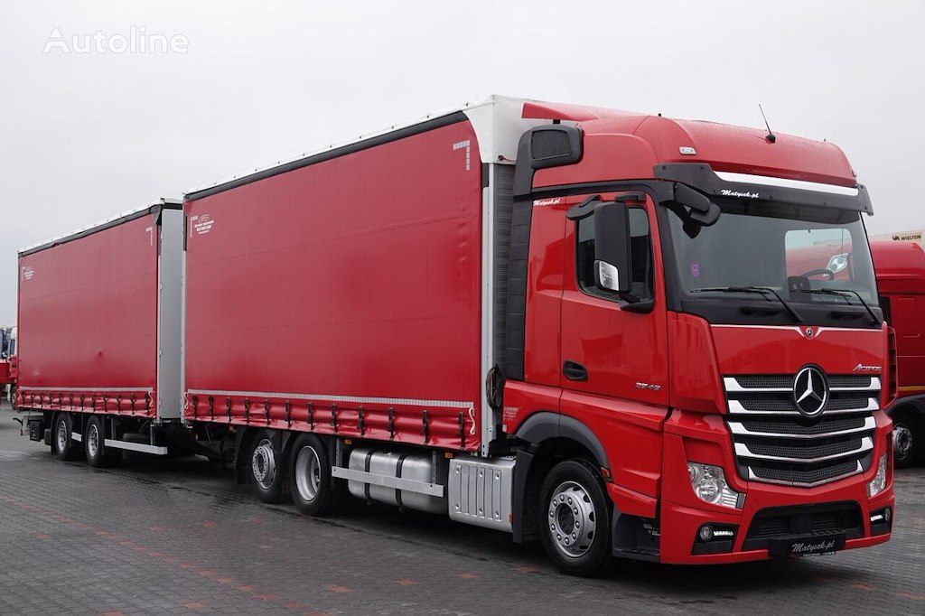 Mercedes-Benz ACTROS 25 480 / ZESTAW TANDEM 120 M3 / PRZEJAZDOWY / KLIMA POSTO kamion sa klizna zavesa cerada + prikolica sa kliznom ceradom