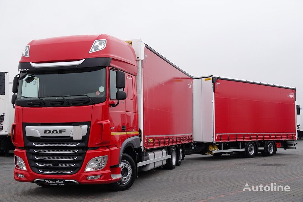 DAF XF 480 / ZESTAW TANDEM 120 M3 / PRZEJAZDOWY / WIELTON / 7,7m+7,7 kamion sa klizna zavesa cerada + prikolica sa kliznom ceradom