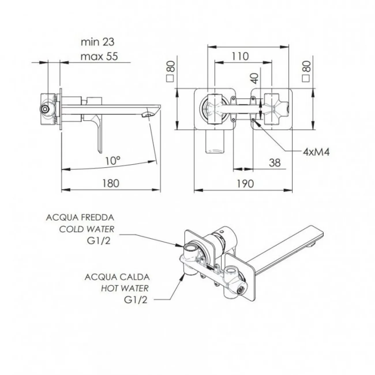 REMER ENERGY UGRADNA ZA LAVABO CRNA