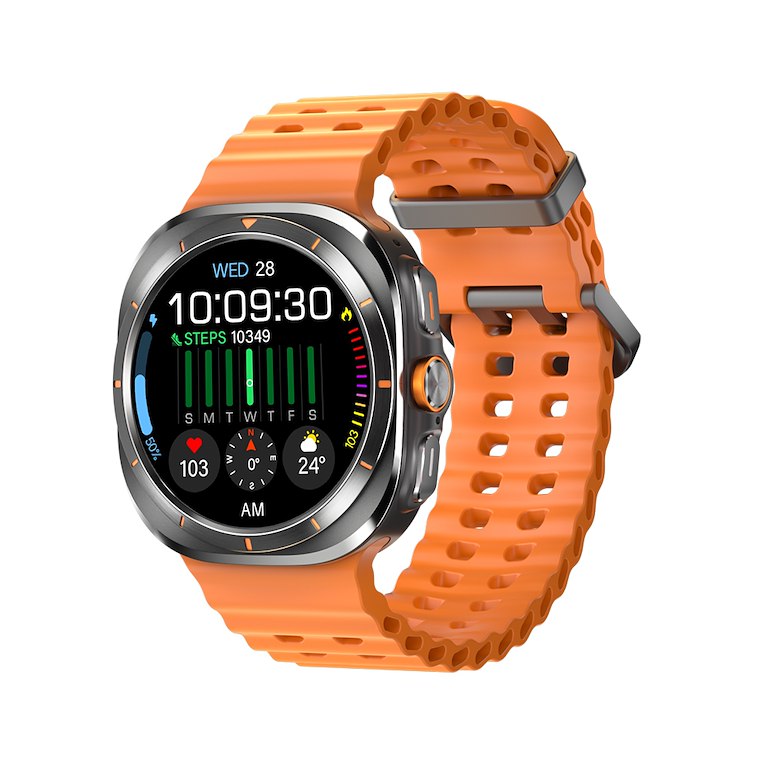 Smart watch W7 Watch Ultra crni (narandzasta silikonska narukvica) (MS)