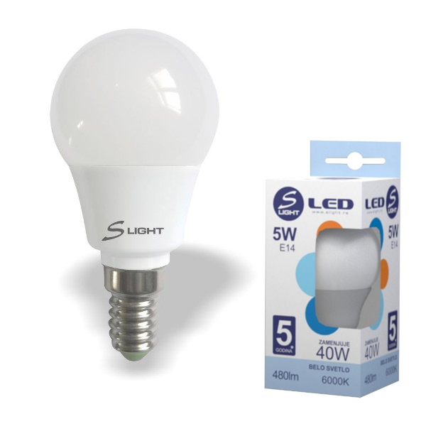 SIJALICA LED 7W E14 G45 6500K BELA KUGLA ECO