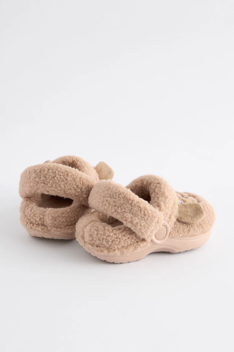 Brown Borg Dog Faux Fur Clog Slippers