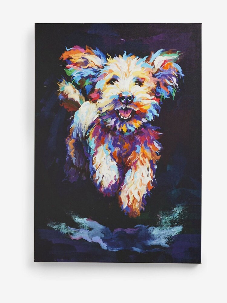 Navy Large Charlie Cockapoo Dog Canvas Wall Art