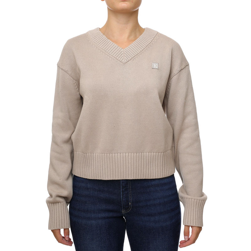 Ženski džemper Calvin Klein Ck Embro Badge V-Neck Sweater