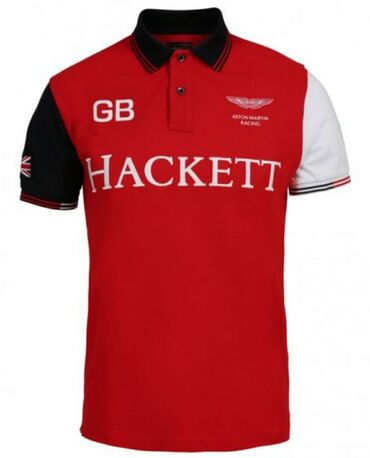 Hackett Aston Martin Racing Slim Short Sleeve Red polo Shirt Brand