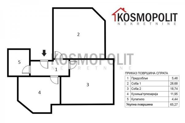 Dr Dorđa Kovačevića, Dvosoban stan na prodaju, 65m2, 65.000€