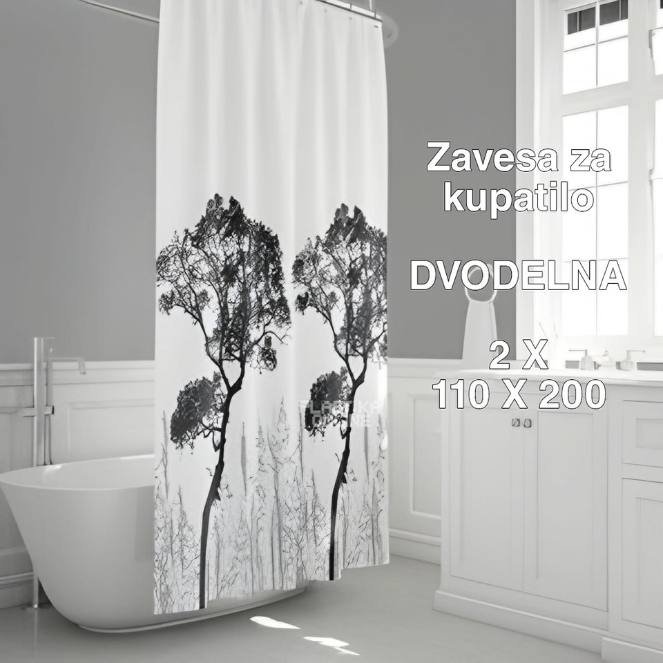 Dvodelna zavesa za kupatilo 2x110x200 Forest