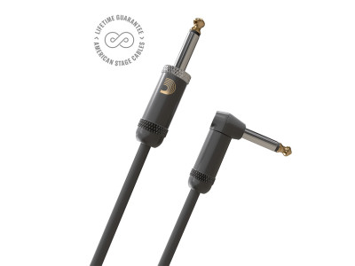 Planet Waves AMERICAN STAGE INSTRUMENT CABLE Straight to Right-Angle, 10ft. PW-AMSGRA-10