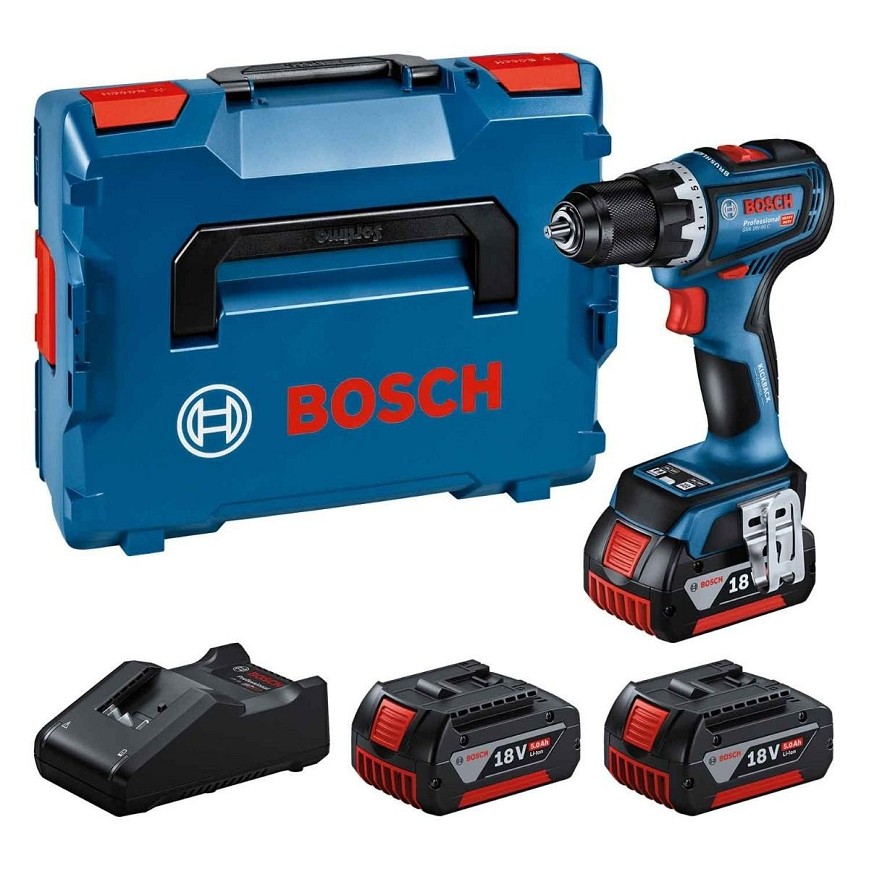 Akumulatorska vibraciona bušilica-odvrtač Bosch GSR 18V-90 C + 3 x ProCore 4.0 Ah + GAL 18V-40 + L-BOXX