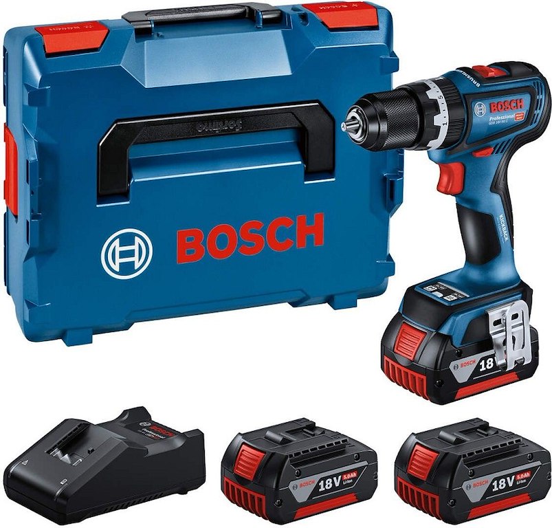 Akumulatorska vibraciona bušilica-odvrtač Bosch GSB 18V-90 C + 3 x ProCore 4.0 Ah + GAL 18V-40 + L-BOXX