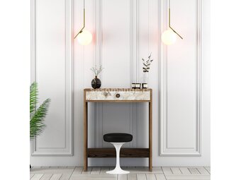 HANAH HOME Sto za šminkanje Lizbon Walnut White Marble